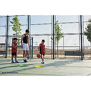 Set of 12 9-Inch Poly Vinyl Spot Markers Numbers 0-10 with 1 Blank in Spanish, French, English with Montessori Shapes for Classroom, Gym, Sports Teams, Preschool, Kindergarten, Elementary School