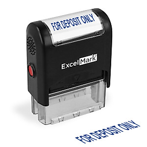 for Deposit ONLY - ExcelMark A1539 Self Inking Rubber Bank Stamp - Blue Ink