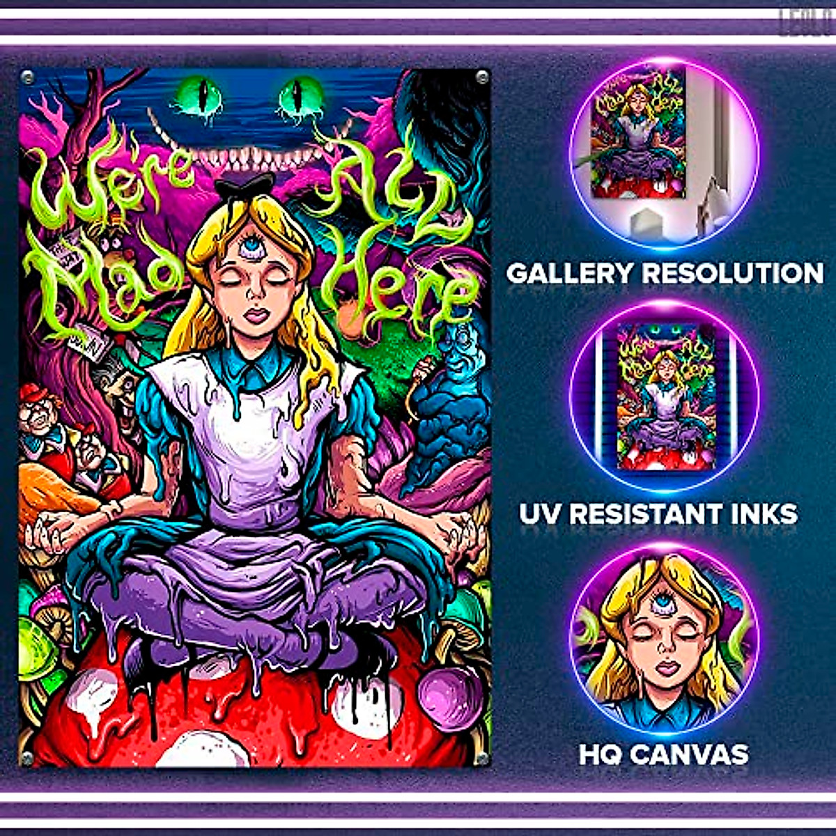 Trippy Tapestry for Bedroom Wall Decor - Alice in Wonderland Tapestry Picture Canvas Art Posters for Room Modern Wall Art Print - 15.7 x 23.6 IN (40x60cm) Bedroom Decor Posters Trippy Wall Decoration