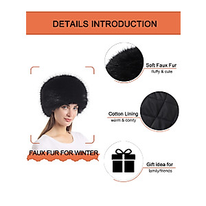 Soul Young Women's Winter Faux Fur Cossak Russian Style Hats(One Size,Black)