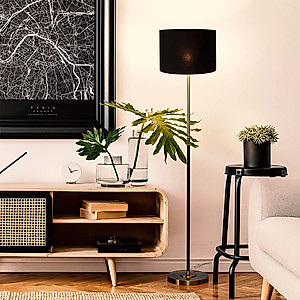 Yasorn Assembly Required Cylindrical Lamp Shade, Classic Modern Style Linen Fabric Lampshades for Table Lamps, Bedside Lamp, Floor Lamps and Chandeliers, Spider Fitter,13" x 13" x 7.8" (Black)