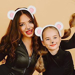 SOLUSTRE Bear Ears Headband Cloth Bear Face Wash Headband Adorable Head Wear for Women and Kids, White