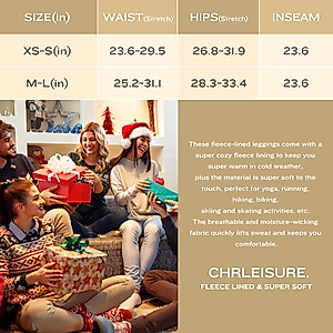 CHRLEISURE Women's Winter Warm Fleece Lined Leggings - Thick Velvet Tights Thermal Pants (Black, M/L)