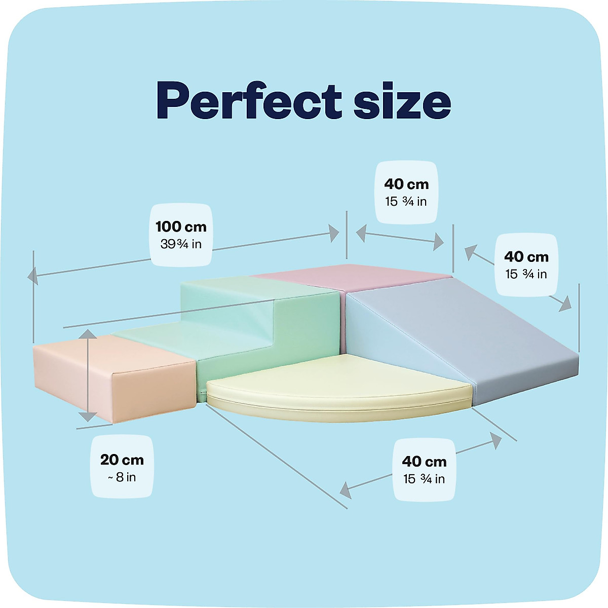 IGLU Set 6 Pastel Soft Play Forms, Large Foam Blocks, Baby Slide, Indoor Climbing Toys for Toddlers 1-3, Climbing Blocks, Baby Crawling Helper, Montessori Climbing Toys