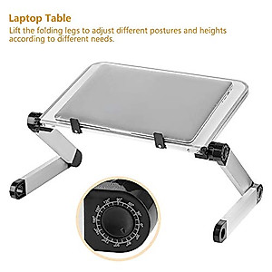 Folding Laptop Tray Desk for Bed, Height and Angle Adjustable Aluminum Alloy Laptop Stand Folding Breakfast Tray for Couch Sofa Floor (Black)