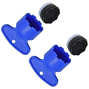 Jersvimc 4Pcs(2 Set) M21.5 Cache Faucet Aerator with Key Removal Wrench Tool, Bathroom Water Faucet Aerator Adapter Replacement Parts Water Flow Restrictor for Faucet Kitchen