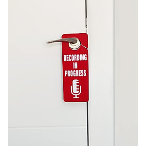 CLEVER SIGNS Recording in Progress - Please Do Not Disturb Sign, Door Knob Hanger 2 Pack, Double Sided, Ideal for Using in Any Room.