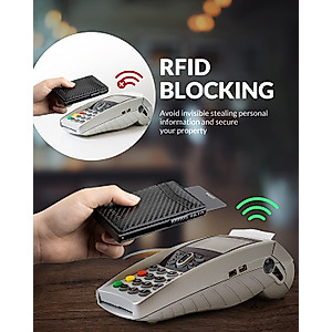 VULKIT Men's Slim Wallet Pop Up Card Holder RFID Blocking Metal Wallet Minimalist Design Holds Up to 11 Cards