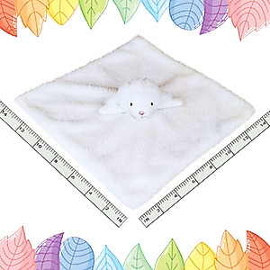 Doindute Baby White Lamb Soft Stuffed Animal Security Blanket, Plush Sheep Character Lovey Blanket, Baby Shower/Nursery Gift, Newborn Infant Toddler Snuggle Blankie for Boys Girls, 14 Inches
