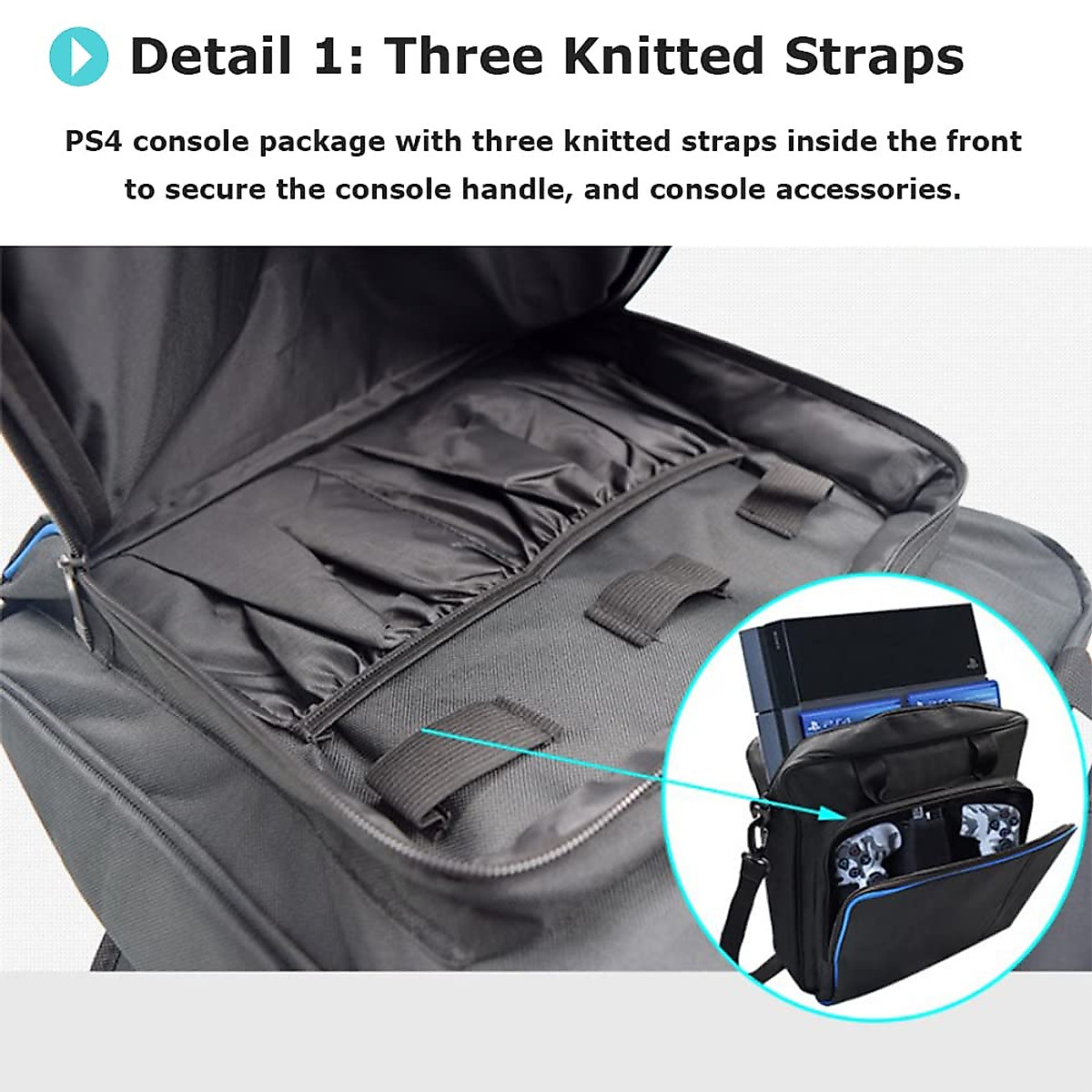 Travel Carrying Case, Waterproof Shockproof Storage Bag Organizer, With Adjustable Shoulder Strap, For PS4 Carrying Case, for Playstation 4 & Accessories