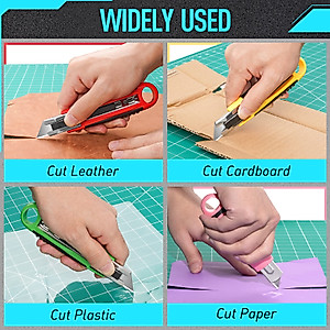 DIYSELF 4 Pack Box Cutter Retractable, Utility Knife Heavy Duty, Box Cutters for Home, Warehouse, Box Opener, Box Knife, Extra 10 Sk5 Blades, Razor Knife, Exacto Knife, Box Cutter Knife