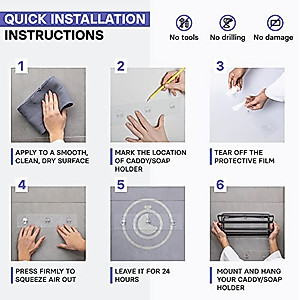 KINCMAX Shower Caddy Basket Shelf & Soap Dish Set (with Hooks)- Adhesive Drill-Free Bathroom Organizer - Shower Storage Shelves for Inside Shower w/Hooks for Accessories (Black)