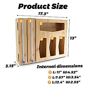 shuang qing Ziplock Bag Storage Organizer, Bamboo Food Bags Container for Kitchen Drawer Compatible Compatible With Ziploc, Solimo, Glad, Hefty For Gallon, Quart, Sandwich