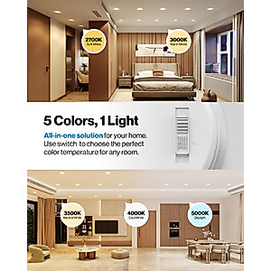 Sunco 12 Pack 5/6 Inch LED Can Lights Retrofit Recessed Lighting Selectable 2700K/3000K/3500K/4000K/5000K Dimmable Baffle Trim 13W=75W 965 LM Replacement Conversion Kit UL