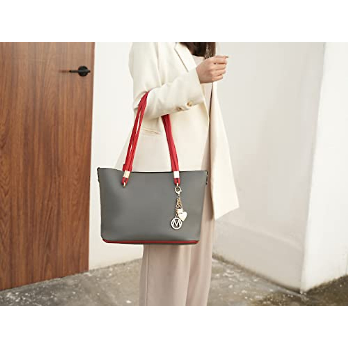 MKF Collection Tote Bag & Crossbody Set, Vegan Leather Top-Handle Shoulder bag Handbag Pouch Purse