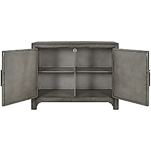 40" Console Table Sofa Table with 2 Door Cabinet and Adjusted Shelves, Wood Accent Buffet Sideboard Serving Storage Cabinet for Living Room, Entryway, Kitchen Dining Room (Antique Gray/CC)