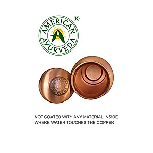 A American Ayurveda 100% Pure Copper Water Bottles Joint Free, Leak Proof, Tumbler, Flask, Yoga, Health Benefits, Natural Ayurvedic Alkaline Water with Water Temperature Indicator (600ml (20Oz))