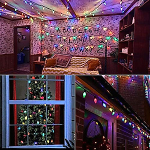 C9 Bulbs - 33ft 50LEDs Christmas String Lights with 29V Safe Adaptor, 5 Sets Connectable,UL Certified Outdoor Indoor Fairy Lights for Christmas Tree Party Garden Decorations