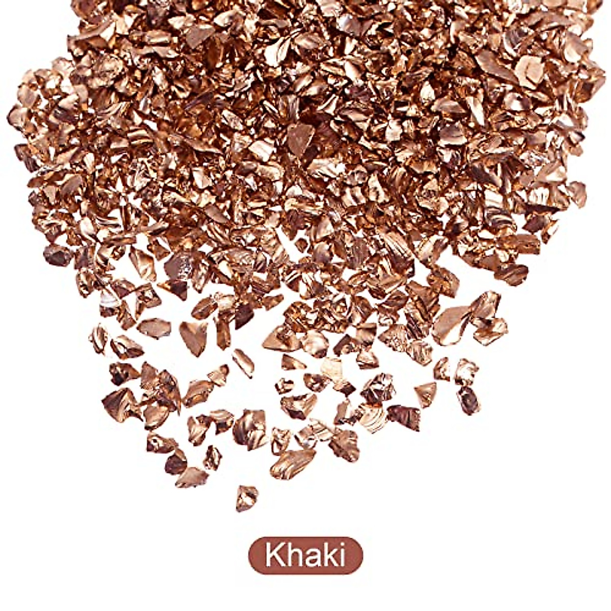 uxcell 20g Crushed Glass Chips, 2-4mm Irregular Metallic Chunky Glitter Glass for Craft DIY Jewelry Vase Filler Epoxy Resin Decoration Khaki