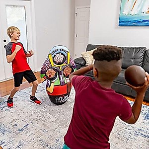 Franklin Sports Kids Football Target Toss Game - Inflatable Football Throwing Target Toy with Soft Mini Footballs - Fun Kids Football Toy Toss Game - Inflatable Indoor + Outdoor Sports Game 45 In.