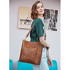 BROMEN Bucket Bags for Women Leather Hobo Bags Women Crossbody Bucket Bag Purse Designer Purses and Handbags for Women Brown