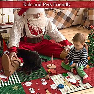 RUGSREAL Christmas Rug 4x6 Washable Bedroom Rug Holiday Decor Non Slip Throw Rug Soft Carpet Stain Resistant Accent Rug Holiday Decoration for Home Decor, Red/Green