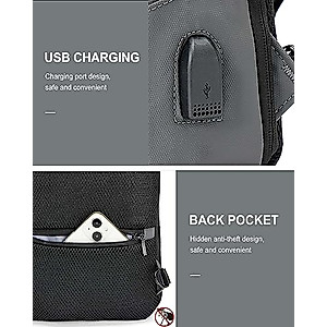 Grey Sling Bag for Men Women, Small Anti Theft One Strap Motorcycle Backpack Sling Tactical Chest Bag for Swimming Diving Outdoor Sports