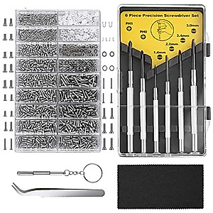 Eyeglasses Repair Kit, 1000PCS Eyeglass Screws and 6 Pcs Screwdrivers Tweezer for Eyeglasses, Sunglasses, Watch Clock Spectacle Repair