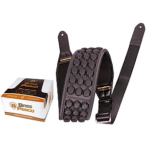 Bass Pergo AirCell Guitar Strap for Electric Guitar, Bass & Acoustic with 3.5" Wide Neoprene Pad w/ 4 Straps Locks, Adjustable Length from 47" to 55.", Black – Soft & Durable