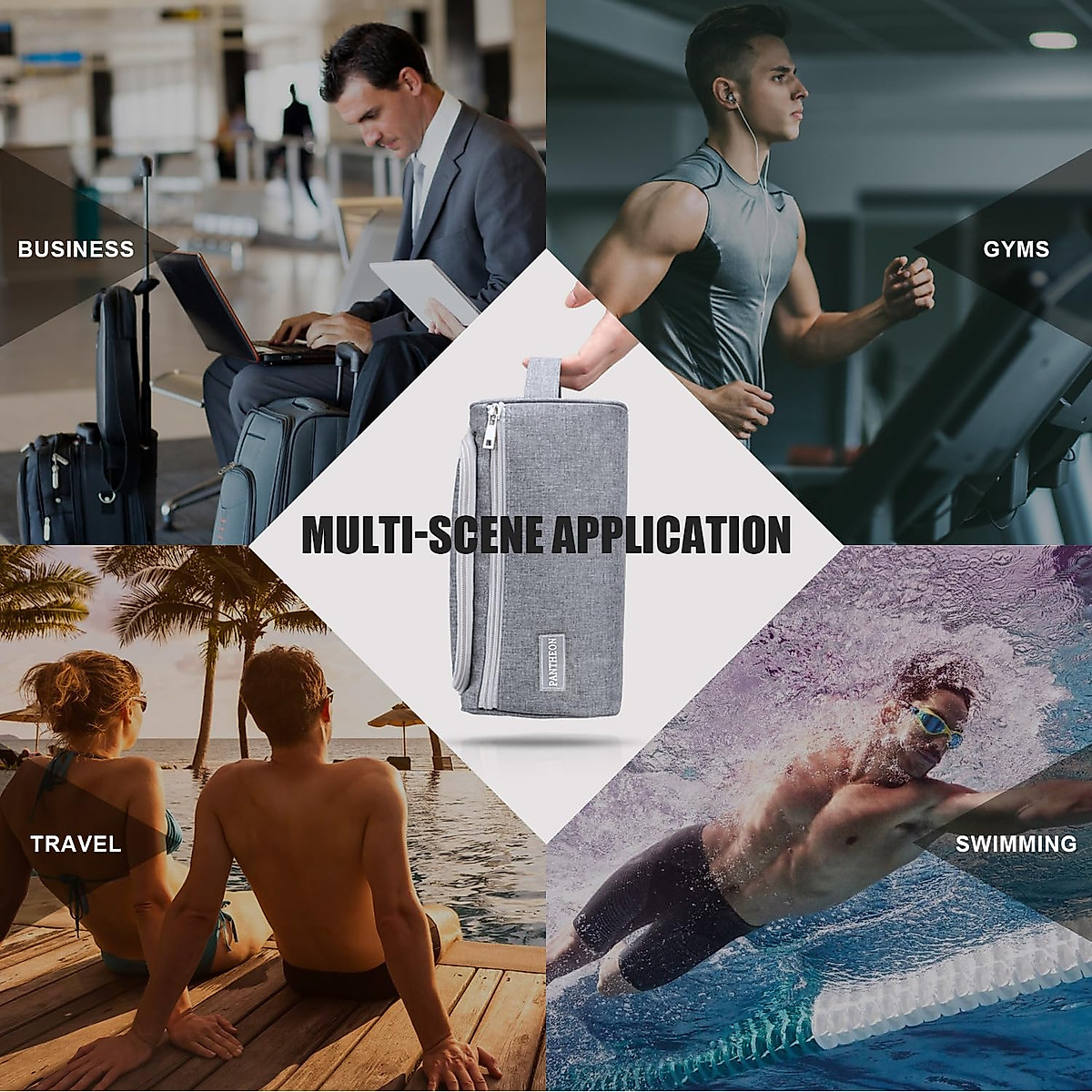 Pantheon Travel Toiletry Bag for Men and Women, Travel bag for Toiletries, Valentines Day Gifts for Men, Travel Bathroom Bag, Mens Travel Bag Hanging Toiletry Organizer Toiletry Kit (Gray)