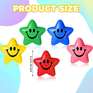 20 Pieces Star Smile Face Stress Balls Star Mini Foam Smile Ball Smile Face Toys Mini Stress Relief Star Smile Balls for School Carnival Reward, Student Prizes, Party Bag Fillers(Rich Style)