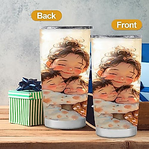 FOCIUZTA 20oz Watercolor Family Love Design Tumbler with lid, Travel Coffee Cup, Ideal for Easter, Mother Day, and birthday gifts