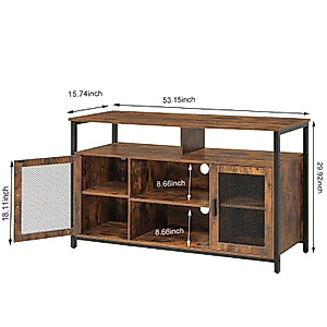 usikey Industrial TV Stand for 60 Inch TV, Entertainment Center, TV Cabinet with Storage Shelves, Media TV Console, Home Living Room Storage Cabinet for TV, Rustic Brown