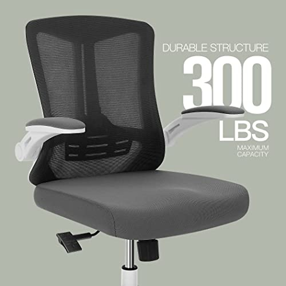 Eognyzie Home Office Desk Chairs with Ergonomic Adjustable Back Support, Mesh Computer Gaming Chair with Adjustable Ergonomic Lumbar Support for Home Office Work