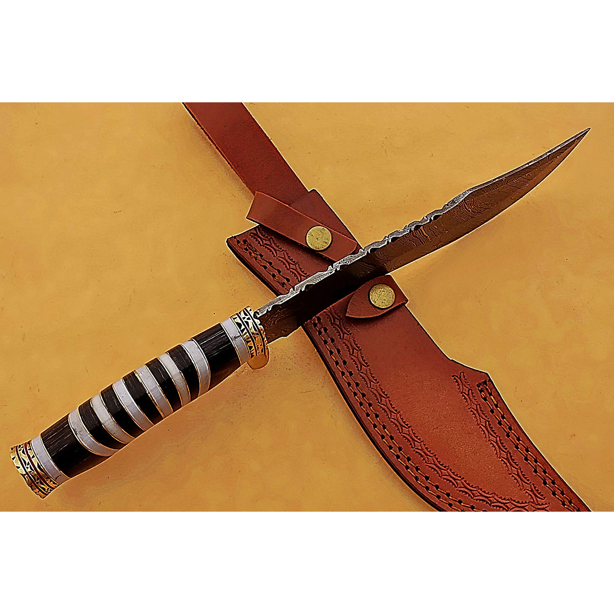 Smart & Sharp Custom Handmade Damascus Steel Hunting Knife/Bowie Knife SS-17367 (black)