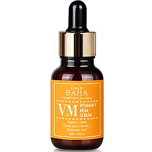Vitamin C Facial Serum with MSM - for Fades Age Spots, Smoothing Fine Lines + Dark Spots, Pore Refining, Resurfacing, 1 Fl Oz (30ml)