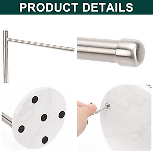 BathAce Hand Towel Holder, L-Shape Hand Towel Stand with Marble Base, Stainless Steel Swivel Stand Hand Towel Rack Free-Standing Towel Bar for Bathroom Kitchen Countertop, 1 Arms (Brushed Nickel)