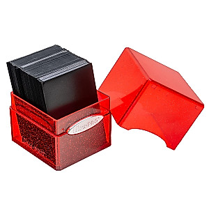 Ultra Pro - Satin Cube 100+ Standard Size Card Deck Box (Red Glitter) - Protect Your Gaming Cards, Sports Cards or Collectible Cards In Stylish Glitter Deck Box