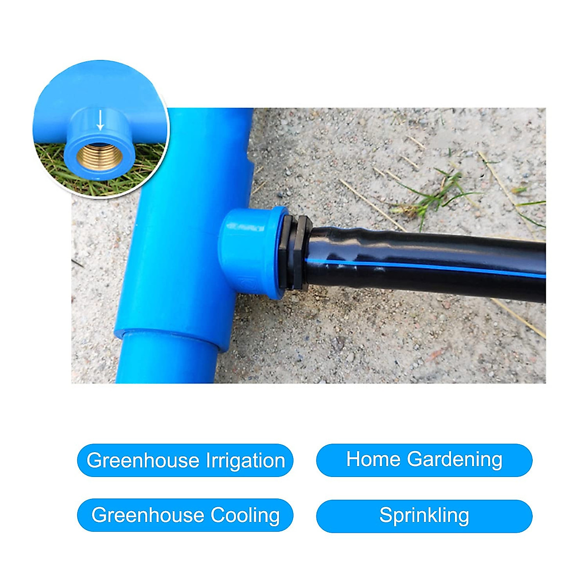 MroMax 10Pcs Drip Irrigation Fittings 1/2" Male Thread Barbed Pipe Connectors External Socket Hose Fitting for Garden Lawn Agricultural Irrigation System Plastic Black, 2.36" length