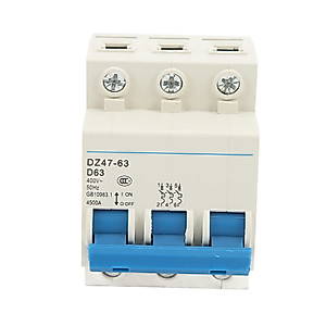 Miniature Circuit Breaker, 63A 400V 50Hz 4500A AC 3P DIN Rail Mount Circuit Breaker Air Switch Overload Protection Current Circuit Breaker DZ47-63 D63