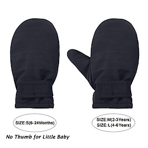 Zando Toddler Mittens Waterproof Snow Gloves Kids Gloves Lined Fleece Gloves Winter Warm Baby Mittens Toddler Gloves 01 Black 6-24 Months