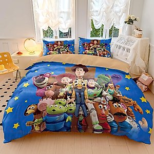 LHASA Animation Toy Series Duvet Cover 3 Piece Bed Set,Room Personality Bedding Decor for Teens, Kids and Adults (02,Twin 68x86in + 20x30in)