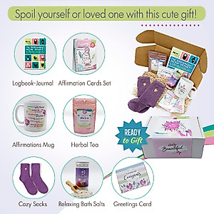 New Mom Gift Basket – 16-Pcs Congrats on Pregnancy Gift Basket for Mom to Be with Logbook, Affirmation Cards, Pregnancy Tea -1st Trimester Pregnancy Gifts, Pregnancy Care Package by SHE FEELS LOVED