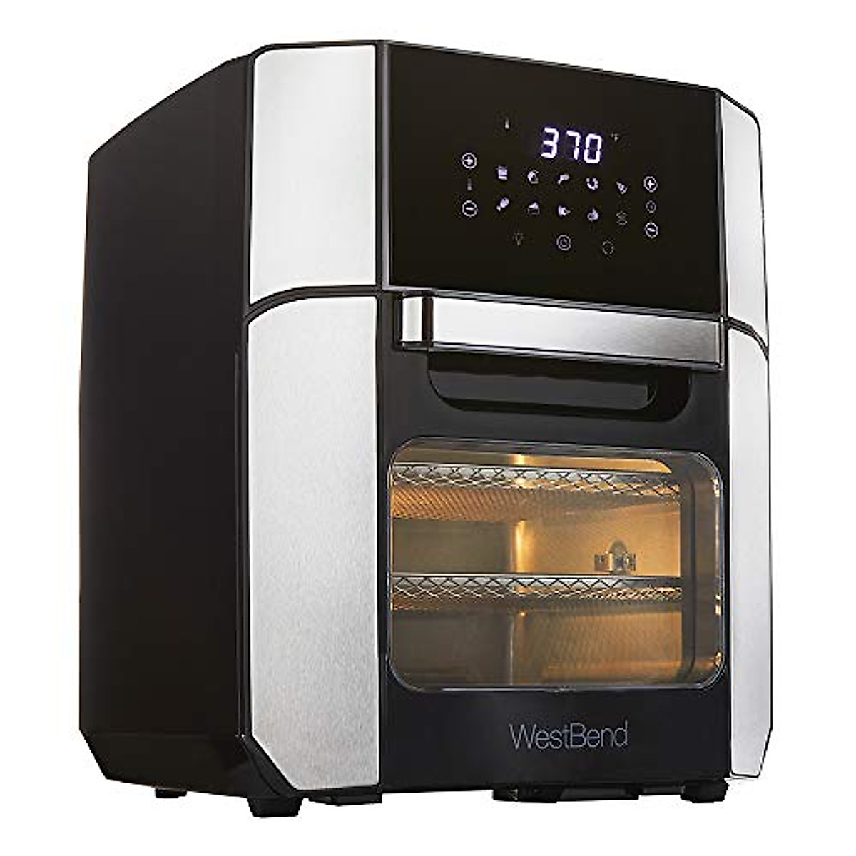 West Bend Air Fryer Oven 12.6-Quart Electric Air Fryer with 10 Digital Quick Menu Presets - Bake, Roast, Rotisserie, Dehydrate, Re-Heat, 1700-Watt, Black