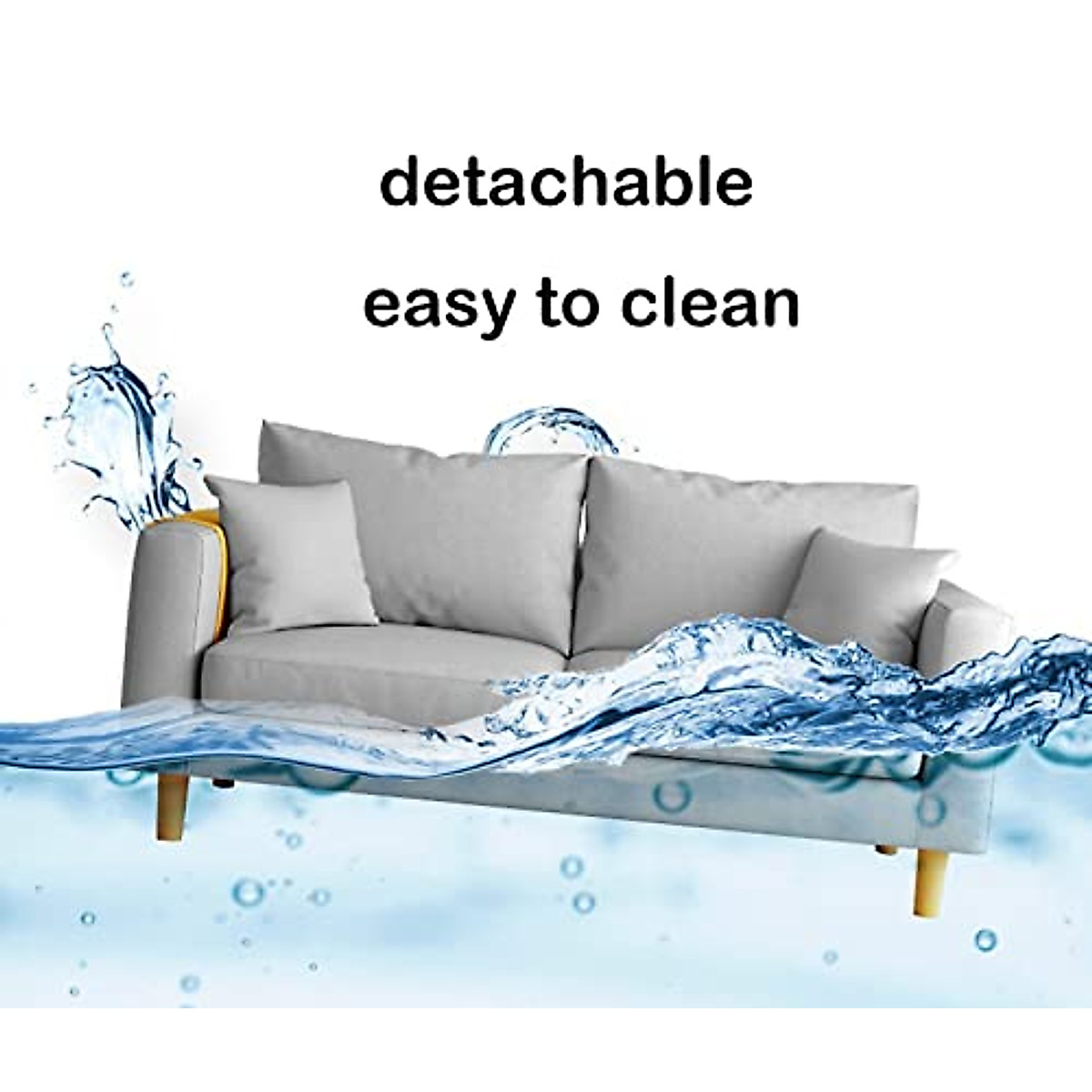 Sofa Couch Loveseat Sofa Chair Cotton and Linen Fabric 2-Seater Sofa Modern Decor Furniture Love Seat Couch with 2 Throw Pillows for Living Room Bedroom Office and Small Space