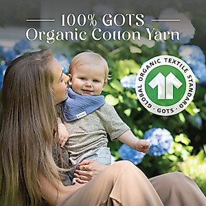 Drybble Waterproof Muslin Bandana Baby Bibs - 100% Organic Cotton Exterior - Ultra Absorbent 4 Layers for Drooling & Teething (Marine)