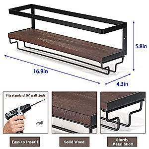 B4Life Wall Mounted Wine Rack with Stemware Hanger, 2 Pack Wall Mount Wine Glass Holder for Dining Room Home Bar Kitchen