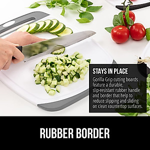 Gorilla Grip Drawer and Shelf Liner and Durable Kitchen Cutting Board, Shelf Liner Size 17.5 in x 10 FT, Strong Grip, Cutting Board Set of 3, Nonslip Handle and Border, Both in Gray, 2 Item Bundle