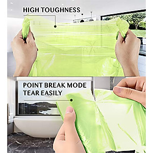 Compostable Trash Bags - FORID 13 Gallon Tall Kitchen Garbage Bags 80 Count Unscented Trash Can Liners 55 Liter Medium Wastebasket Bags for Bathroom Home Bedroom Office Garbage Can (5Rolls/Green)