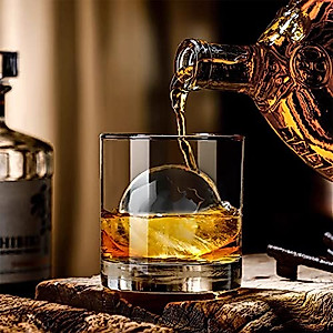 2024 New improved longzon 4 Pack Crystal Clear Ice Ball Maker Mold, Whiskey Ice Mold Large 2.4 Inch, Silicone Round Ice Cube Tray for Freezer, Sphere Ice Mold Maker for Whiskey, Cocktail and Drink